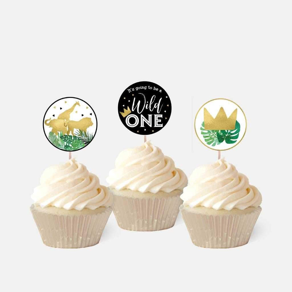 Printable Wild One Safari Kids Party Cupcake Topper Template | Hadley ...