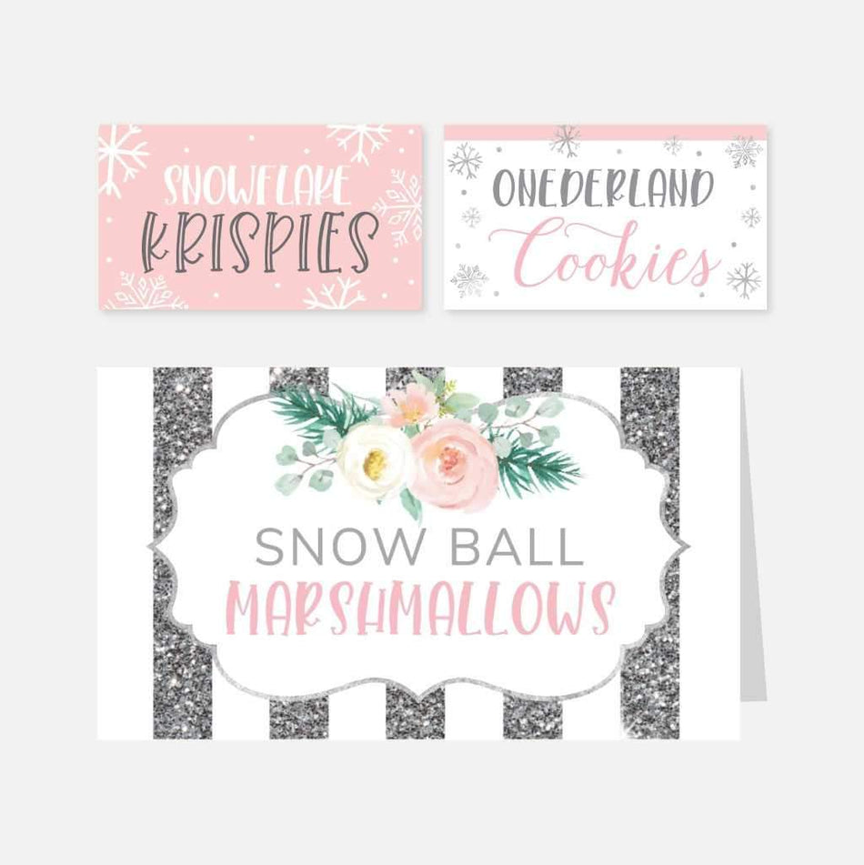 Printable Winter Onederland Kids Party Food Tent Cards Template ...