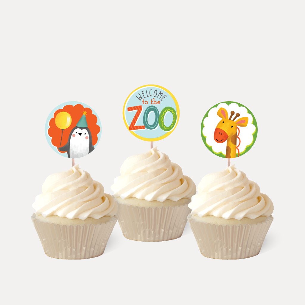 Printable Zoo Kid's Party Cupcake Toppers, Name Cupcake Toppers ...