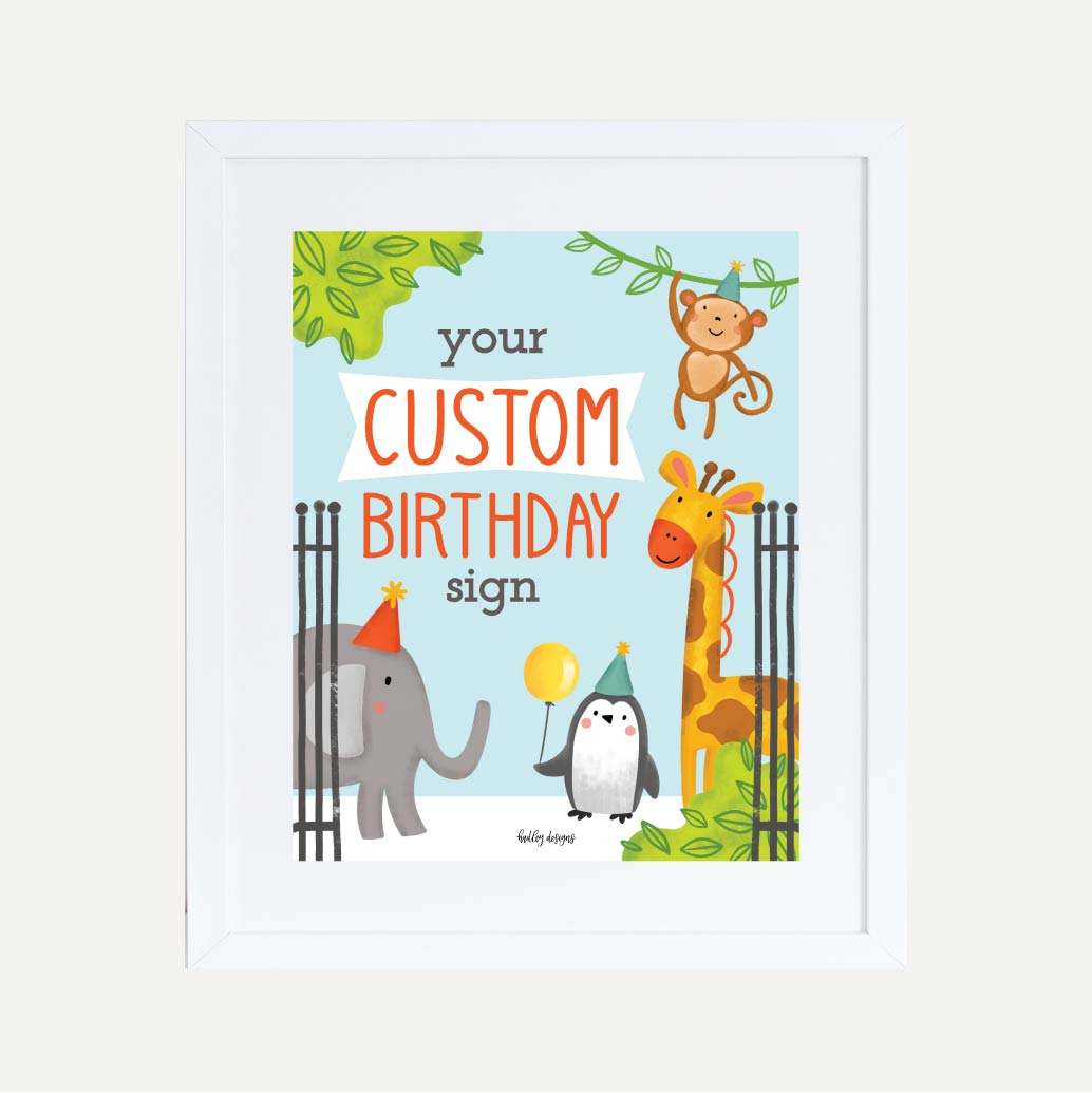 Printable Zoo Kid's Party Custom Birthday Sign, Personalized Birthday ...